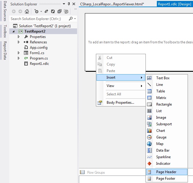 C# Adding a local report in WinForms.